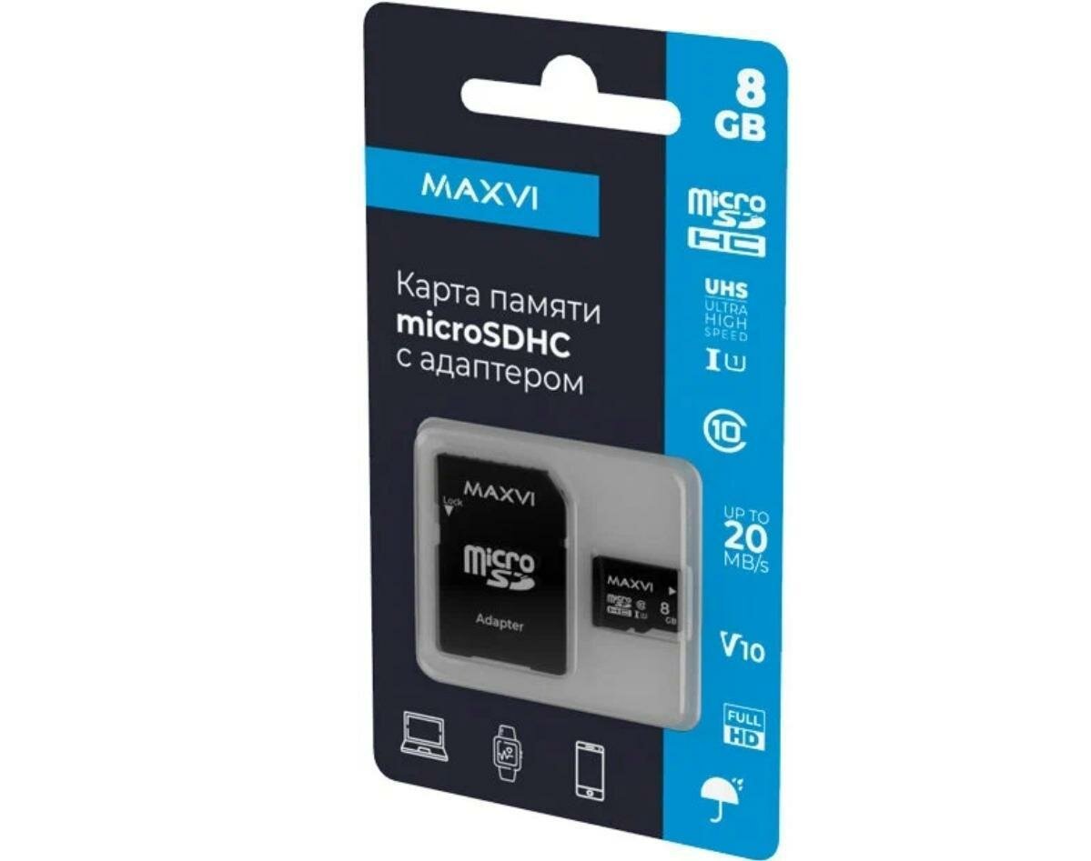 Карта памяти Maxvi microSDXC 8GB, class 10, UHS-I (1), V10 Черный