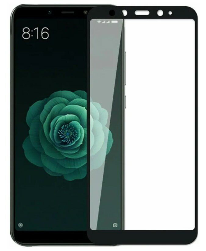 Защитное стекло на Xiaomi Mi 6Х/Mi A2, 9D, черный, X-CASE