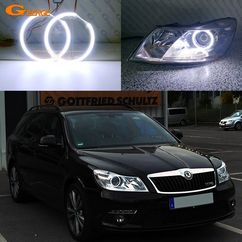 Для SKODA OCTAVIA MK2 A5 FL Facelift 2009 2010 2011 2012 2013 Отличный ультра яркий COB Led Angel Eyes Kit Halo Rings Day Light