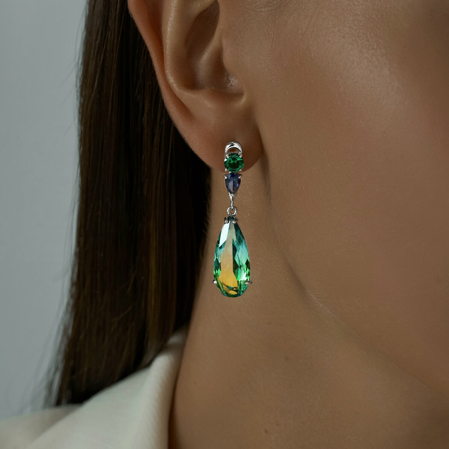 Серьги, серебро, 925 проба, кристалл, фианит