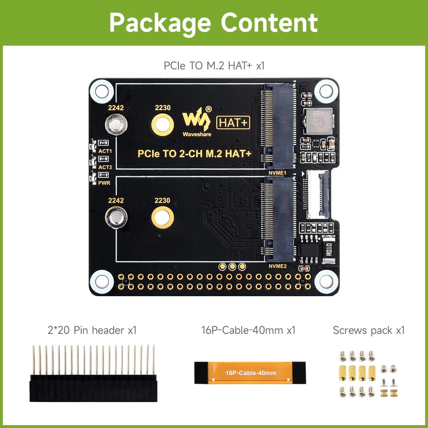 Waveshare PCIe адаптер M.2 для Raspberry Pi 5 — фото 1