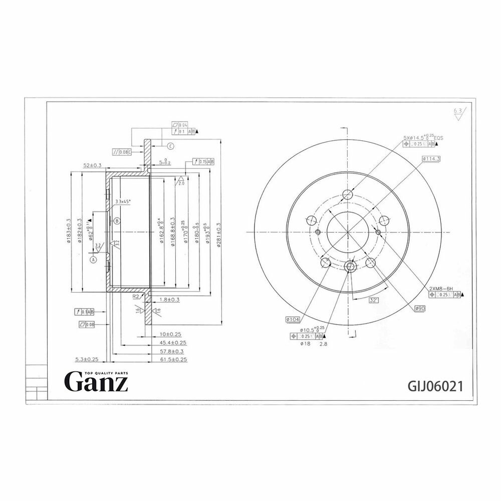 Диск тормозной задний GANZ GIJ06021