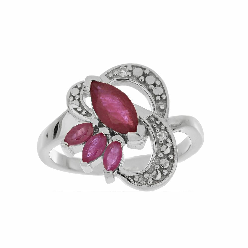 Кольцо, серебро, 925 проба, родирование, рубин