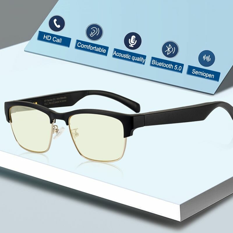 Умные очки Защита от синего света; Поляризация , Умные солнцезащитные очки с наушниками, HD микрофоном, ультралегкий, Bluetooth