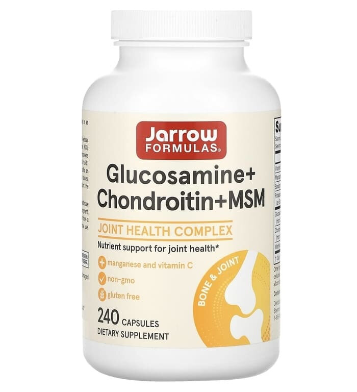 Jarrow Formulas Glucosamine+Chondroitin+MSM, Глюкозамин+Хондроитин+МСМ 240 капсул