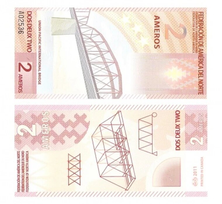2 Ameros 2011 Северная Америка, сувенирная бона, сувенирная копия UNC, банкноты и купюры редкие коллекционные