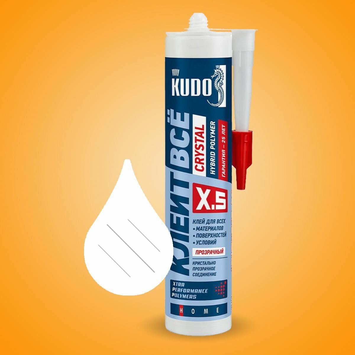 Клей-герметик KUDO клеит ВСЁ CRYSTAL, прозрачный, 280 мл, KX-5T