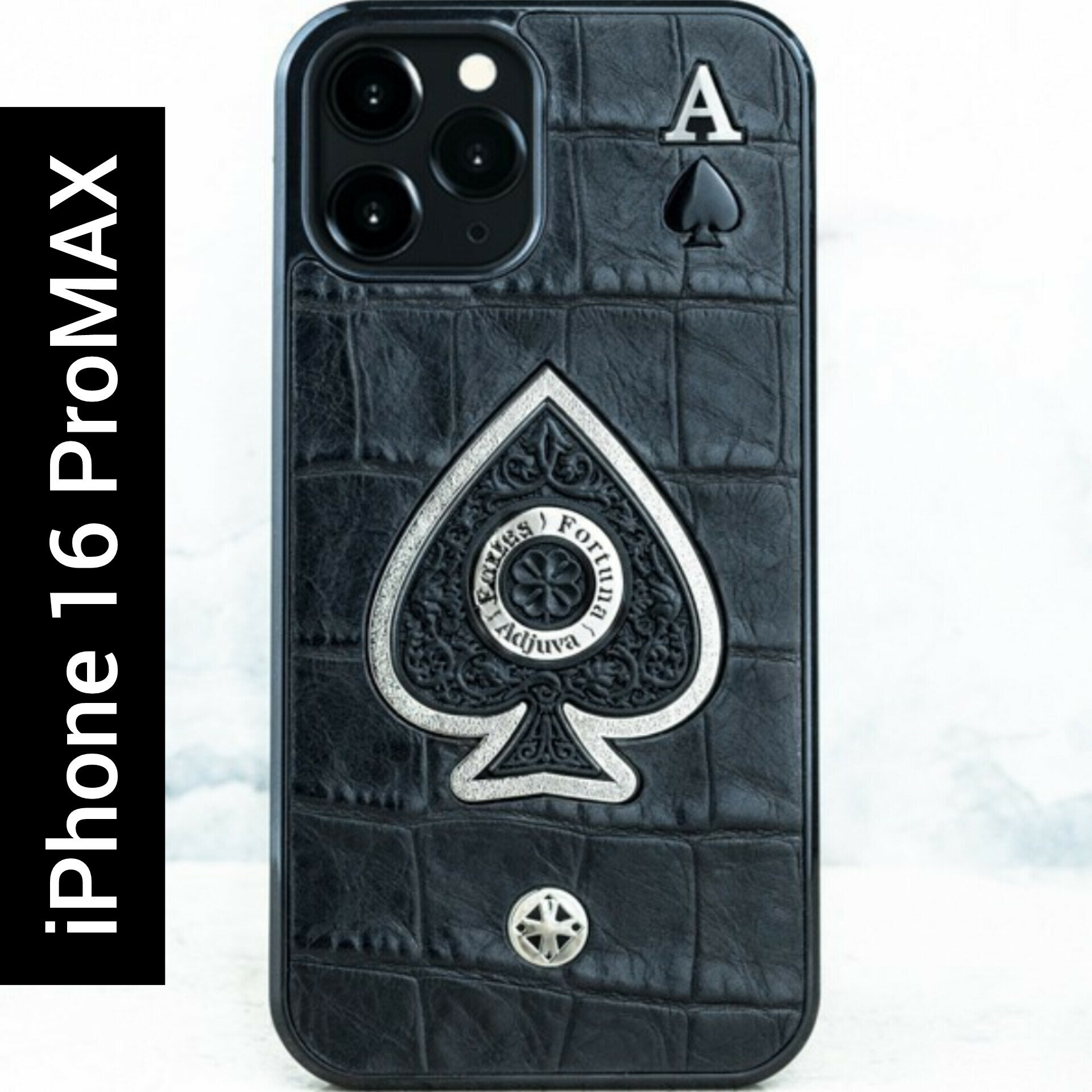 Чехол iPhone 16 Pro Max / Euphoria HM Ace of Spades - Euphoria HM - натуральная кожа, ювелирный сплав