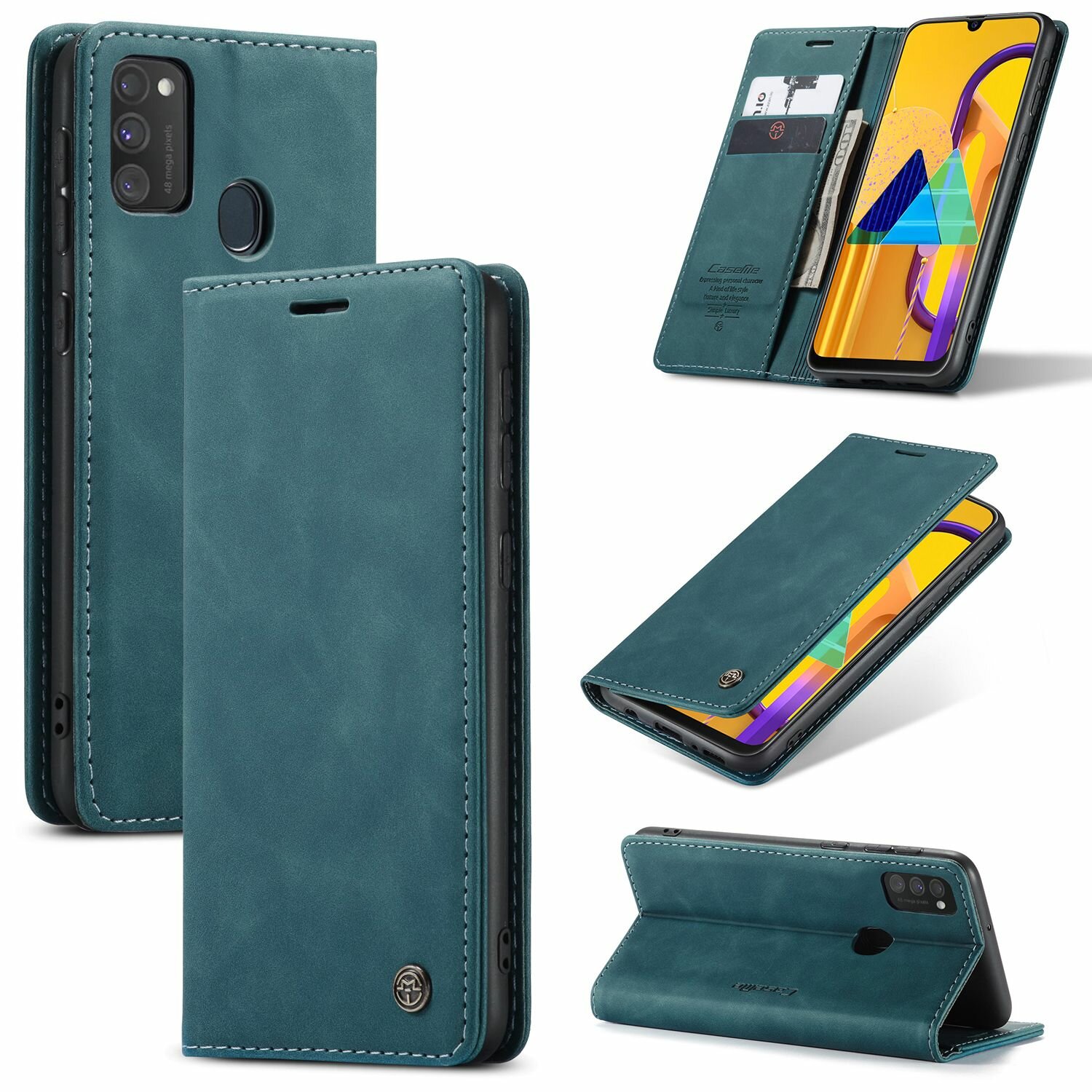 CaseMe Кожаный чехол для Samsung Galaxy M30S / M21 / M21S / F41 с визитницей из экокожи