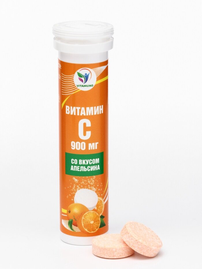 Vitamuno Напиток Витамин С со вкусом апельсина Vitamuno, 10 шипучих таблеток