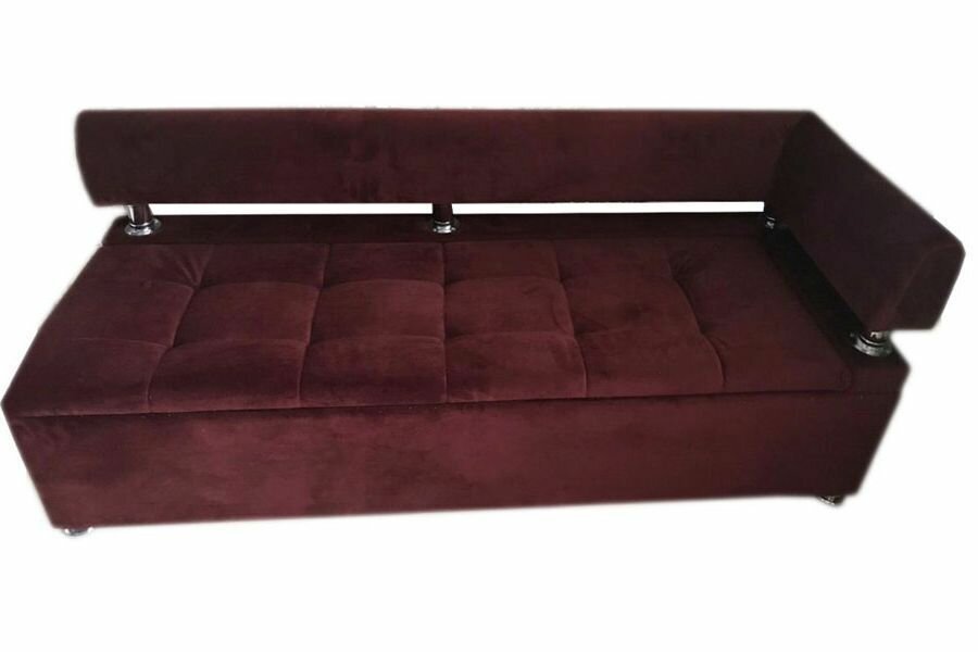 Диван для дома и офиса Парма с подлокотником 140x60х80 бордовый велюр, правый