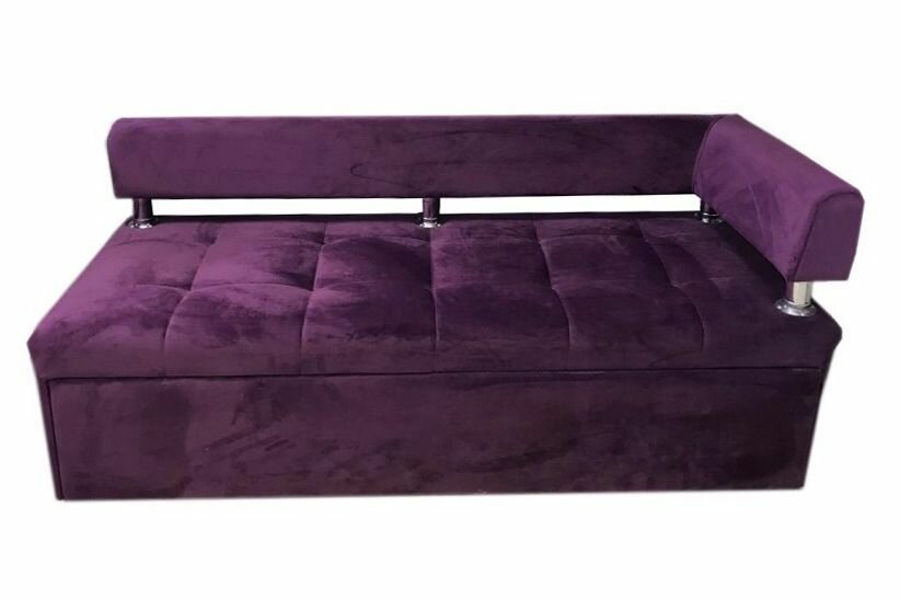 Диван-кровать Дельфин с подлокотником 190x62х80 фиолетовый велюр, правый