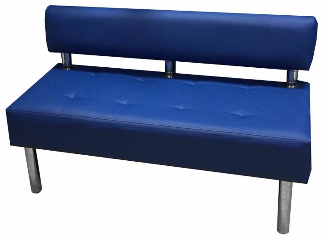 Диван прямой для дома и офиса Сантьяго без боковин 140x58х80 синяя экокожа