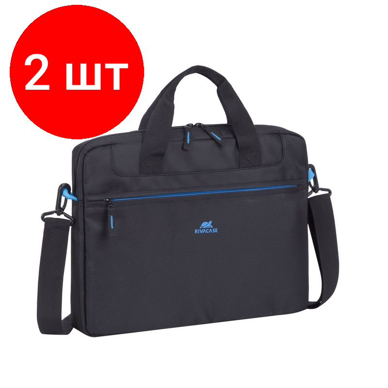 Комплект 2 штук, Сумка для ноутбука 14.0, RivaCase Regent, черная, 8027 Black