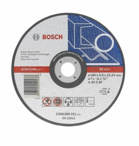 Диск отрезной по металлу 180х22,2 мм Bosch 2608600321