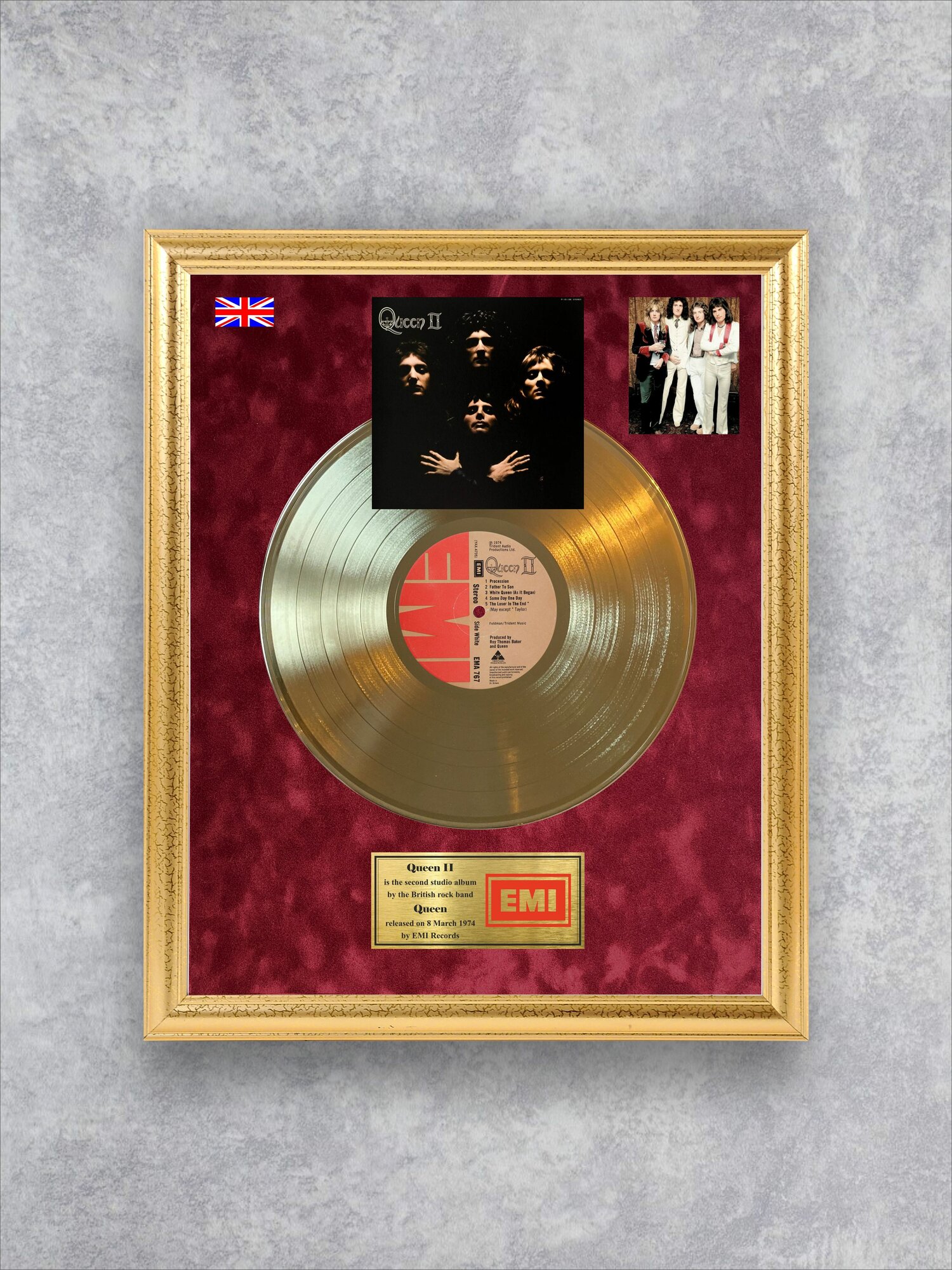 Виниловая пластинка Queen II в рамке - Queen II золотой винил в рамке
