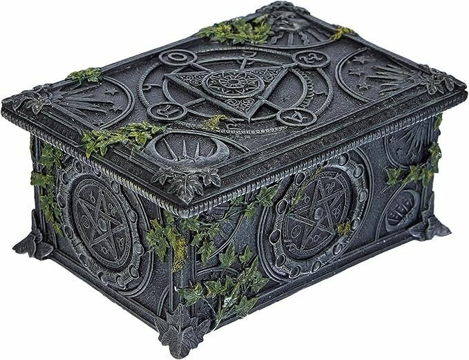 Шкатулка Nemesis Now - Wiccan Pentagram - шкатулка для карт Таро с викканской пентаграммой, 20x 16 x 11 см, черный, 801269111571