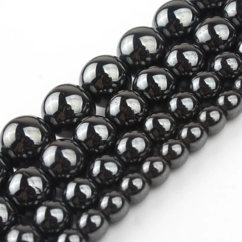 Бусины из натурального камня TTUIJI 4/6/8/10/12 мм Черный, 4mm 91pcs beads, Black Hematite
