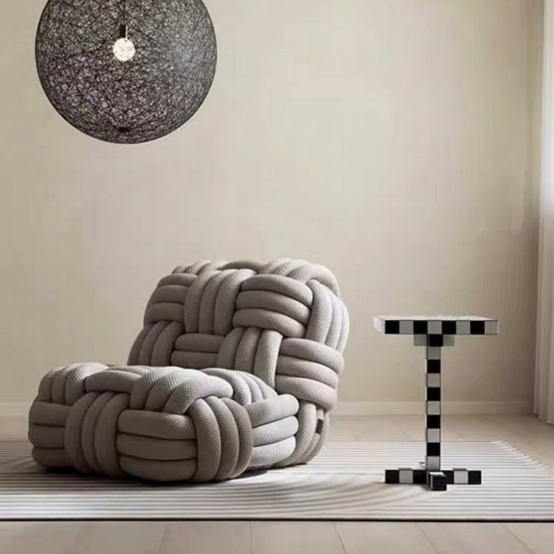 Интерьерное кресло без подлокотников Knitty (Светло-серый)