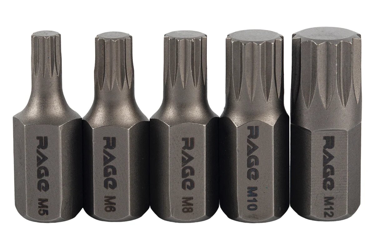 RAGE by VIRA SPLINE биты набор 5 шт, длина 30 мм, профили М5/6/8/10/12, 554440