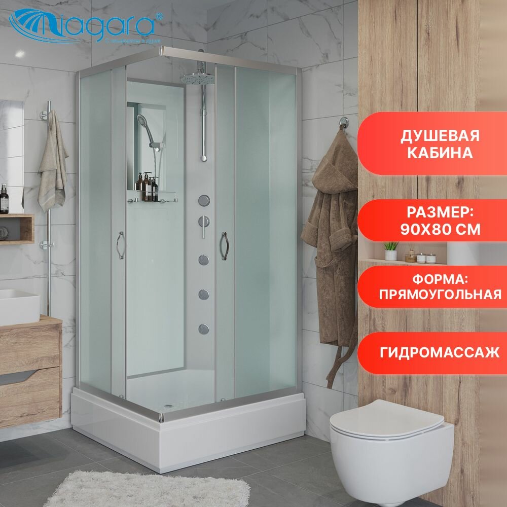 Душевая кабина Niagara Classic NG-33984-14QBKTG 90x80, прямоугольная