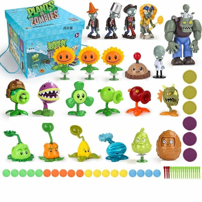 22 игрушка + карта Большой набор Растения против Зомби - Plants vs. Zombies