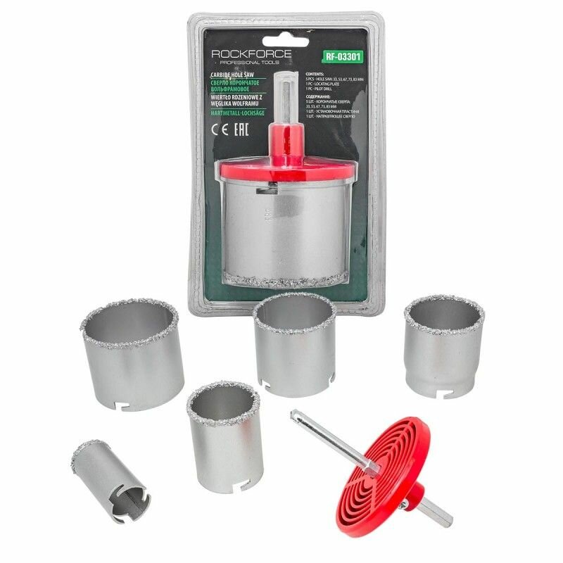 Набор сверл корончатых по плитке и керамограниту 7 предмета ROCKFORCE