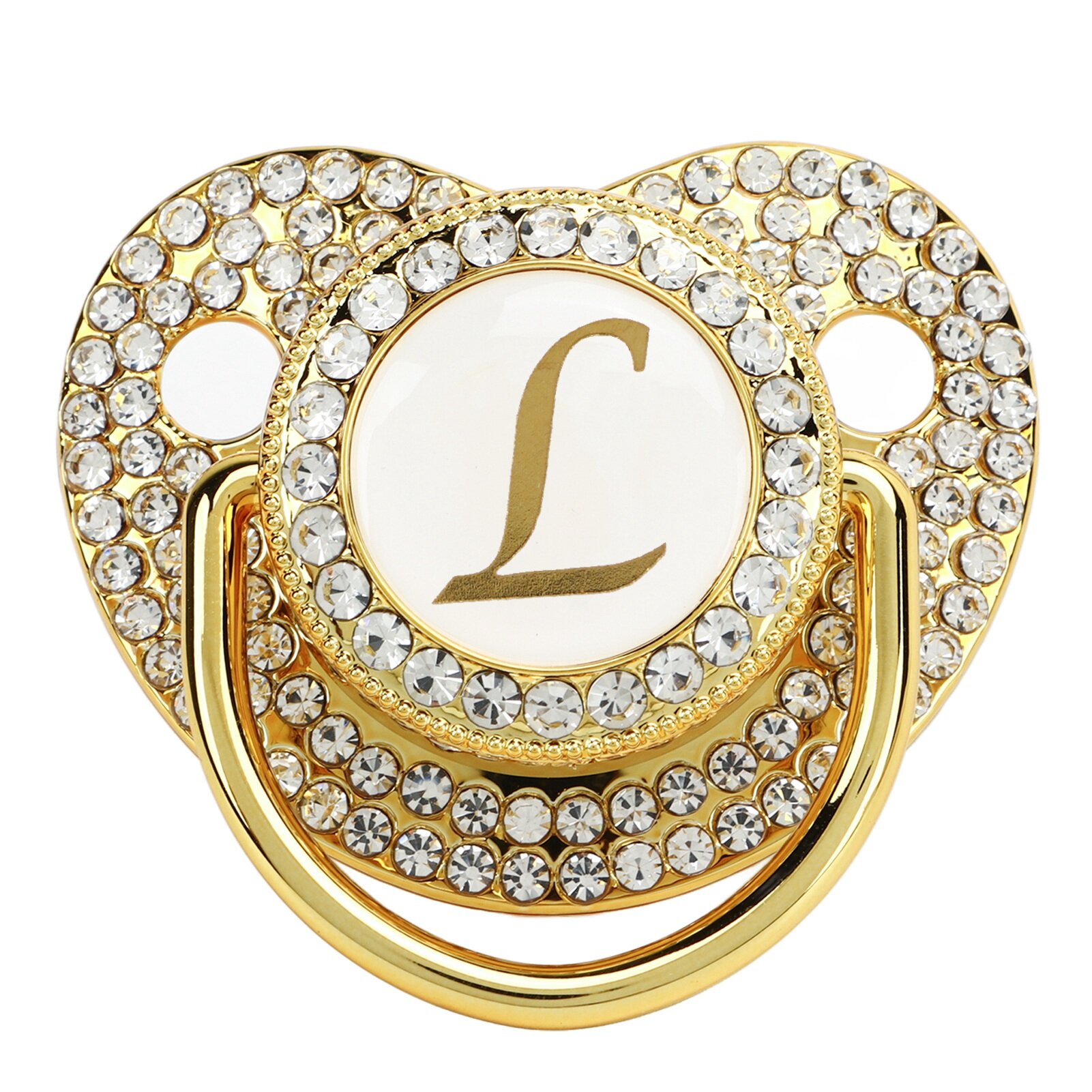 Золотой зажим для соски, буква L, изогнутая соска с пылезащитным чехлом для новорожденных, держатель для соски Baby Bling, мягкий и удобный для легкого всасывания