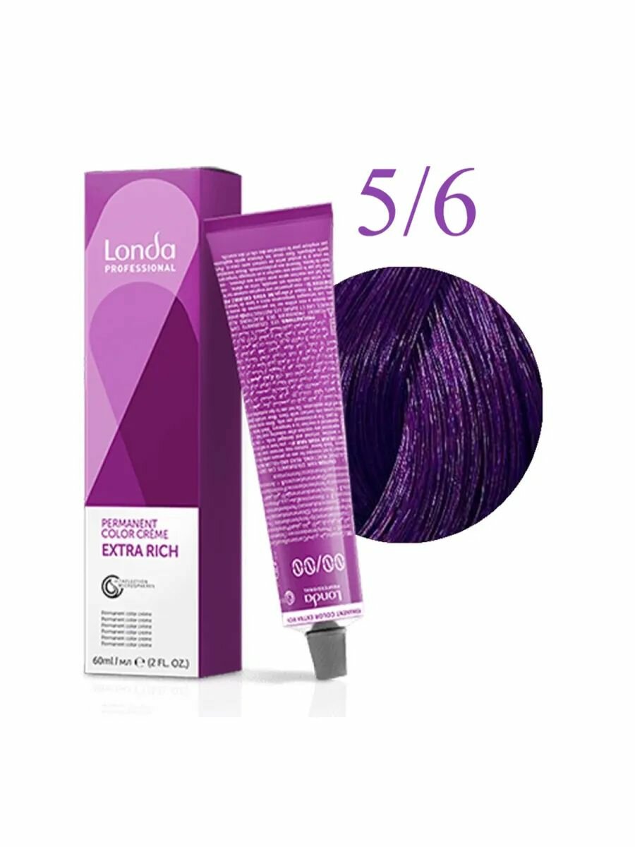 5/6 Стойкая крем краска для волос LondaColor Шатен фиолетовый, 60 мл