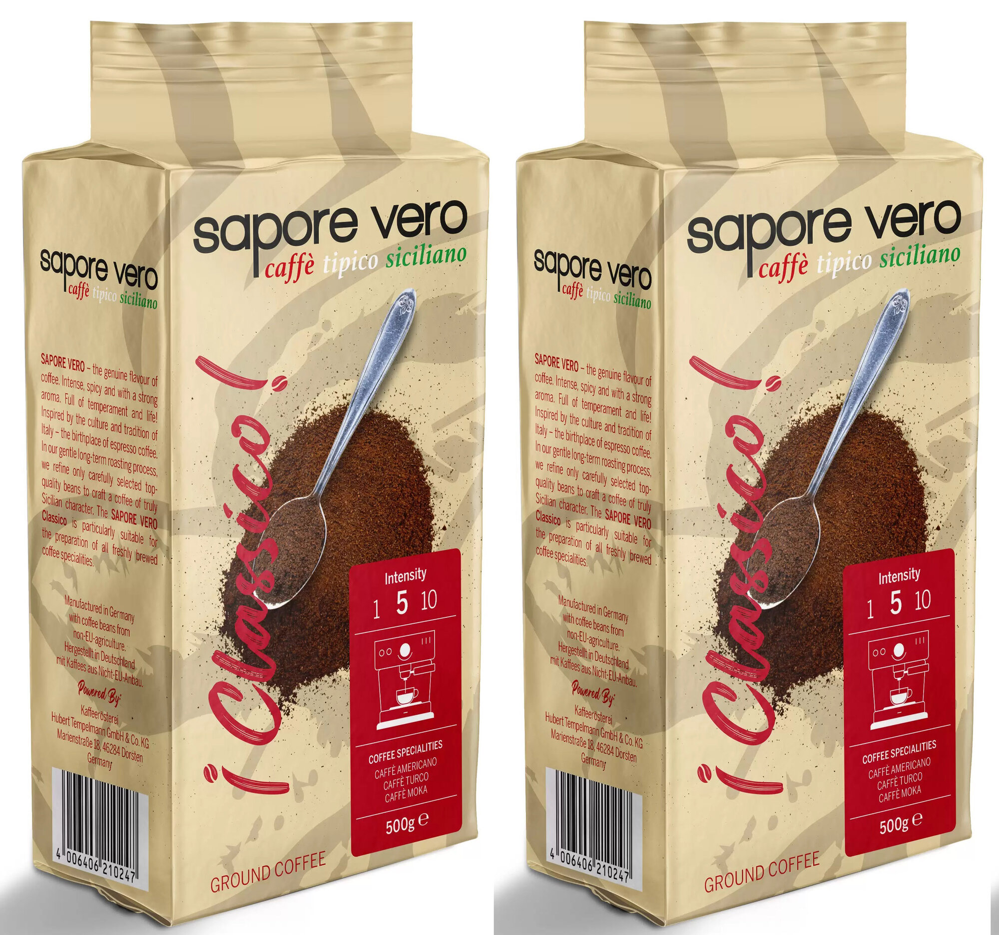 Кофе молотый по-сицилийски Tеmpelmann Sapore Vero Classico (Германия) 500 гр. х 2 шт.