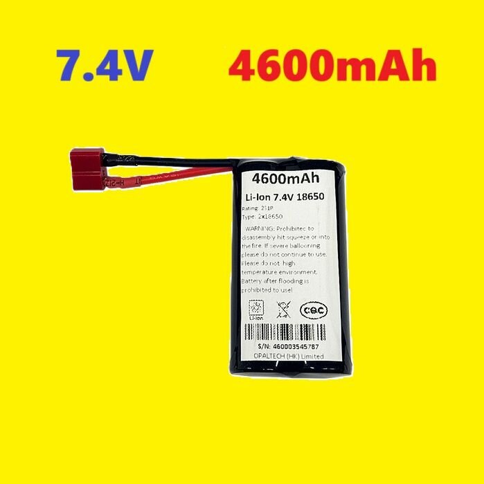 Аккумулятор 7.4V 4600mAh с красным разъемом T Deans (T-Plug) литий-ионная аккумуляторная батарея 18650 штекер Т-динс фишка Т плаг 7,4 Вольт RC модели батарейка