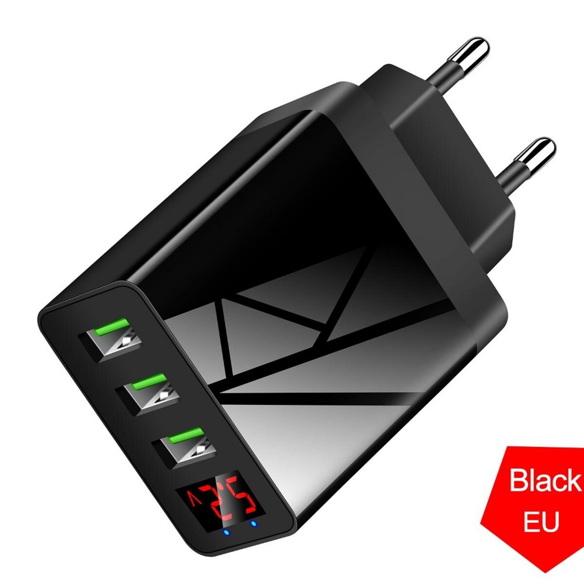Портативный 3 USB 48W QC3.0 3.1A Быстрая зарядка Цифровой дисплей настенный зарядный адаптер