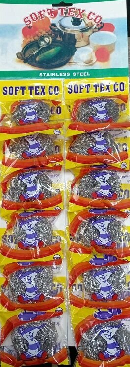 Мочалка, губка, щетка металлическая для посуды Soft tex co 100 штук