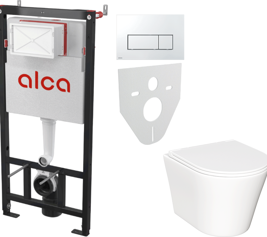 Комплект Унитаз подвесной Ceramicanova Forma CN3011 с микролифтом + Инсталляция AlcaPlast AM101/1120-4:1 RU M571-0001 кнопка смыва хром