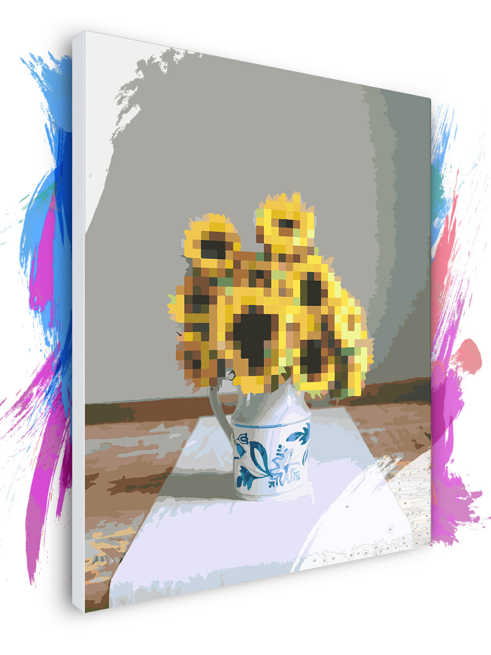 Картина по номерам на холсте Подсолнухи пиксель, 40 х 50 см