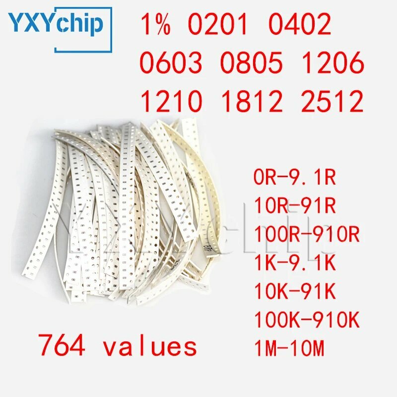 Набор резисторов YXYchip 500 шт. 25 значений 1% 0201 0R-9.1R