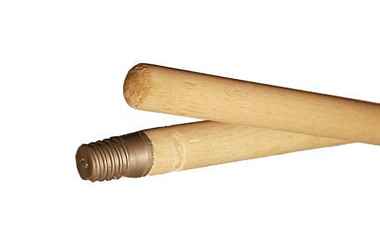 Черенок березовый с евронаконечником, резьбовое соединение, гладкая обработка поверхности