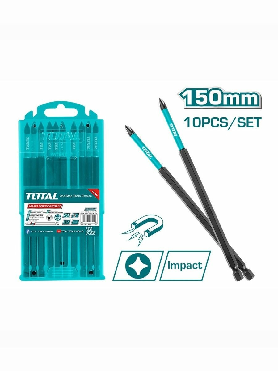 Набор ударных бит PH1 x 150 мм. (10 шт. ) TOTAL TACIM16PH163