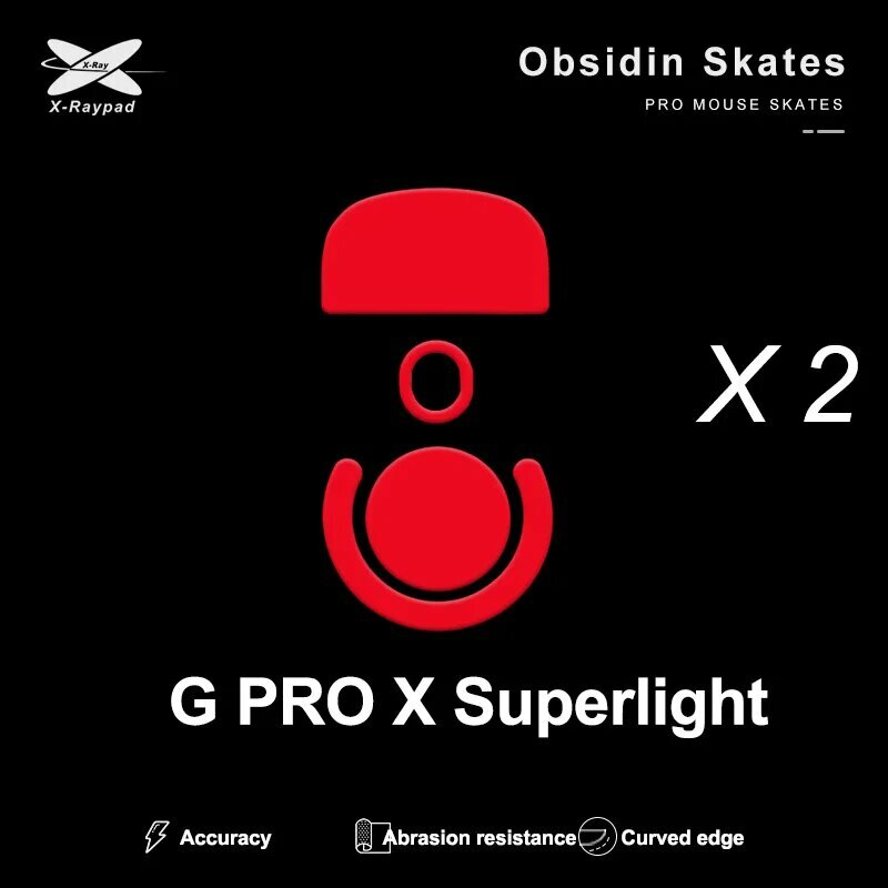 X-Raypad Obsidian Control Коньки для мыши, серия X2, усиленное торможение, для тканевых и стеклянных ковриков