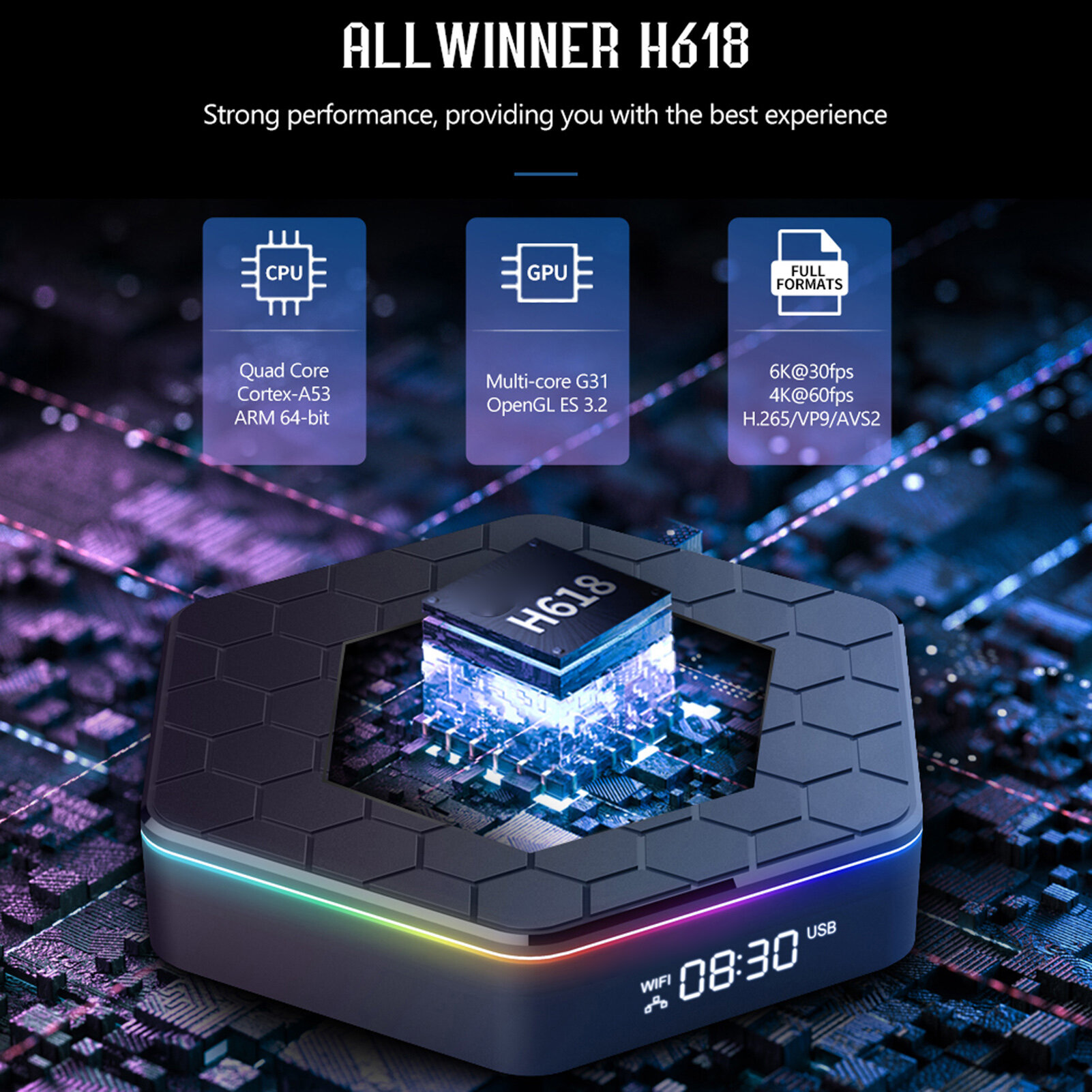 TV Box T95Z Plus (Android 12, Allwinner H618, 4K/6K, WiFi 6, BT 5.0)