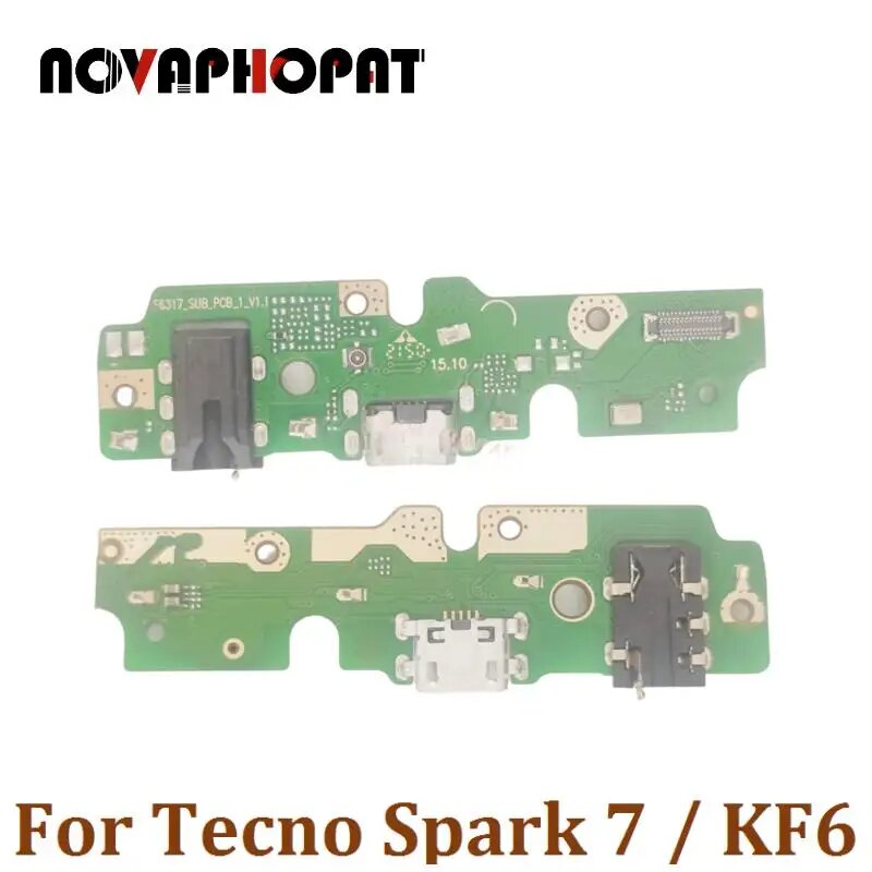 Зарядная док-станция Novaphopat для Tecno Spark 7 / KF6 KF6n, USB-порт, разъем для наушников, аудиоразъем, микрофон, гибкий кабель, зарядная плата