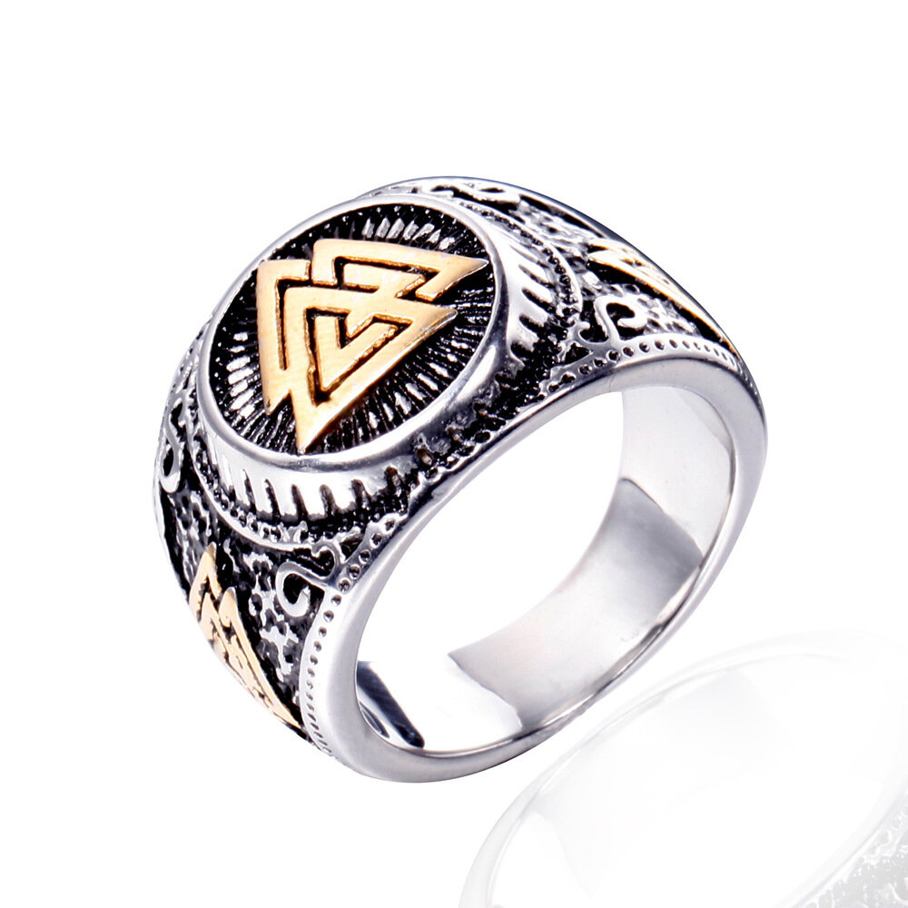 Мужское кольцо викингов Валькнут из нержавеющей стали, амулет скандинавского воина, винтажный символ Одина, прочное ювелирное изделие