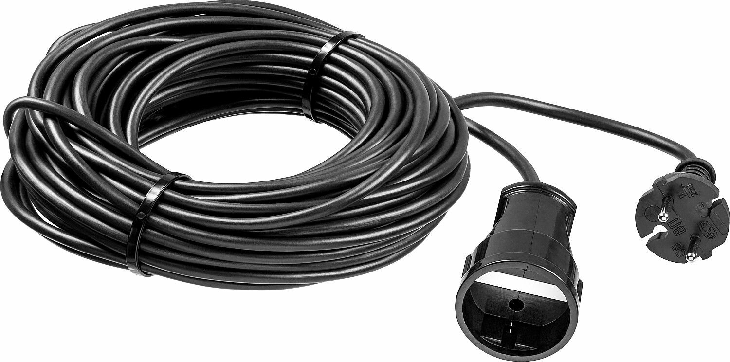 Силовой удлинитель-шнур ЗУБР ПВС-207-Ш, 2 x 0.75 мм2, 20 м, 2200 Вт 55023-20