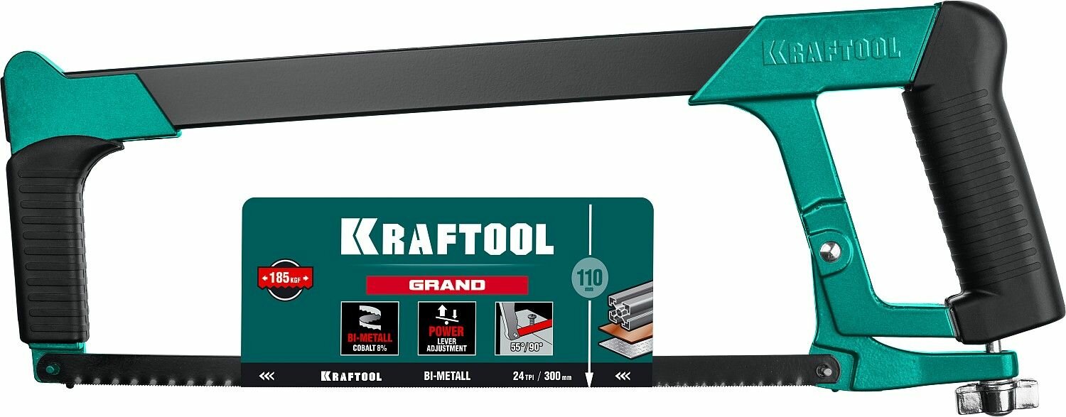 Ножовка KRAFTOOL GRAND, 300 мм, обрезиненная рукоятка, полотно Bi Metal, по металлу
