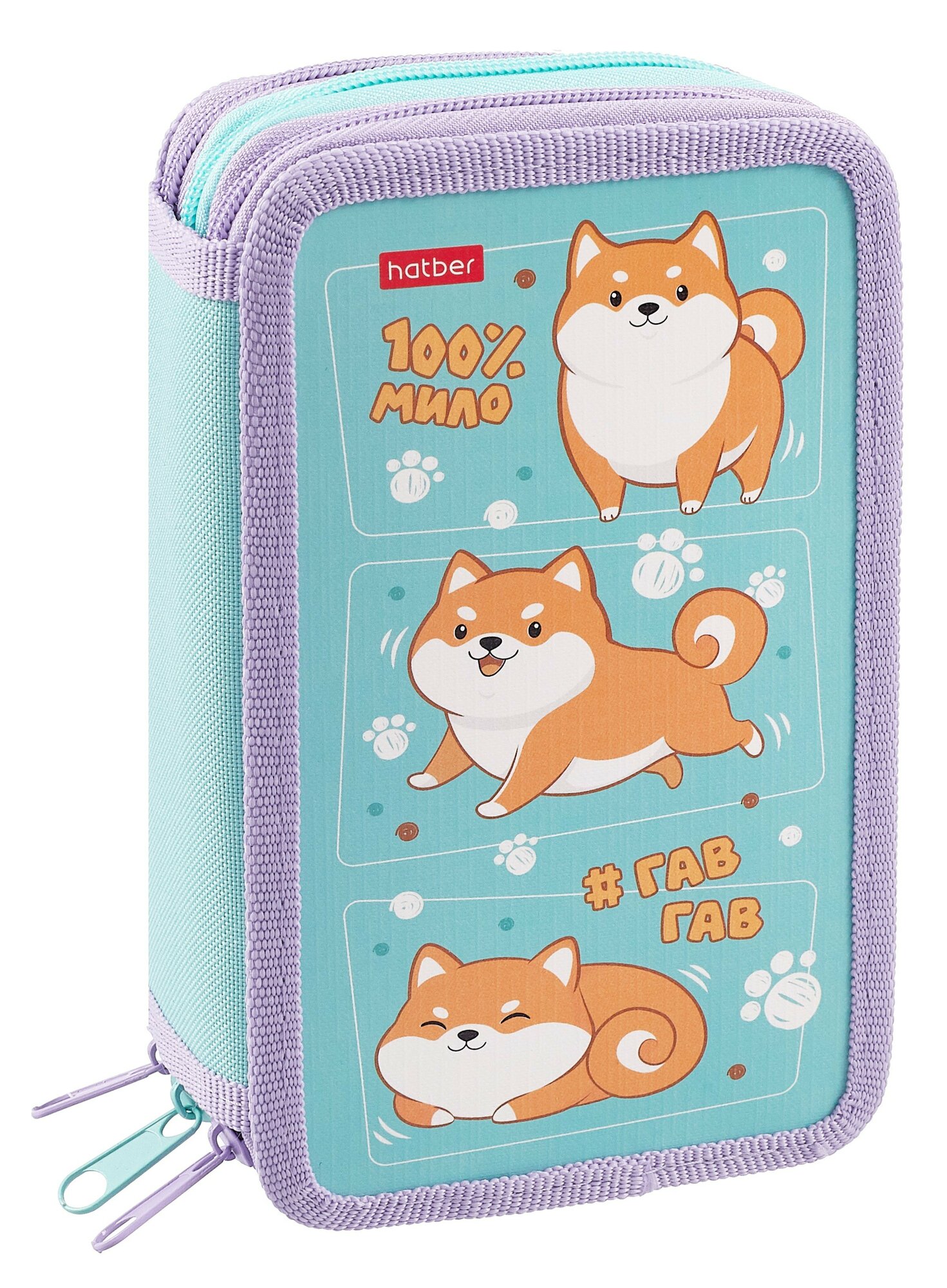 Пенал 3 отделения "Озорной хвостик" 19*11 см