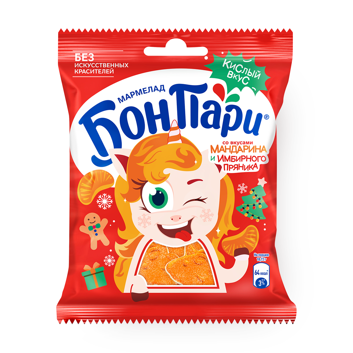 Мармелад кислый «Бон Пари» со вкусом мандарина и имбирного пряника