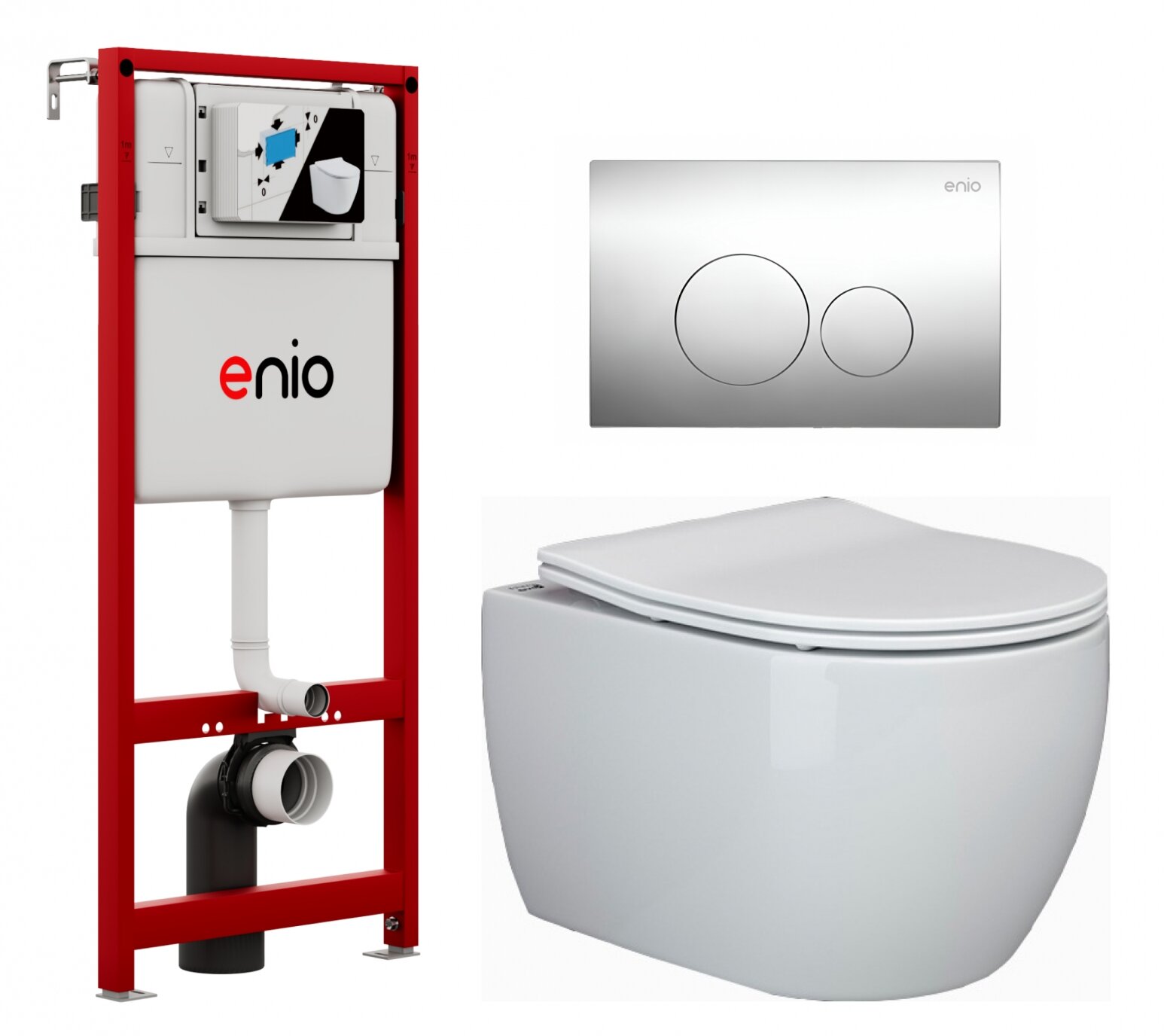 Комплект 3 в 1 инсталляция Enio Profi EN7050050 + Унитаз подвесной Ceramica Nova Play CN3001 + кнопка хром Sfera
