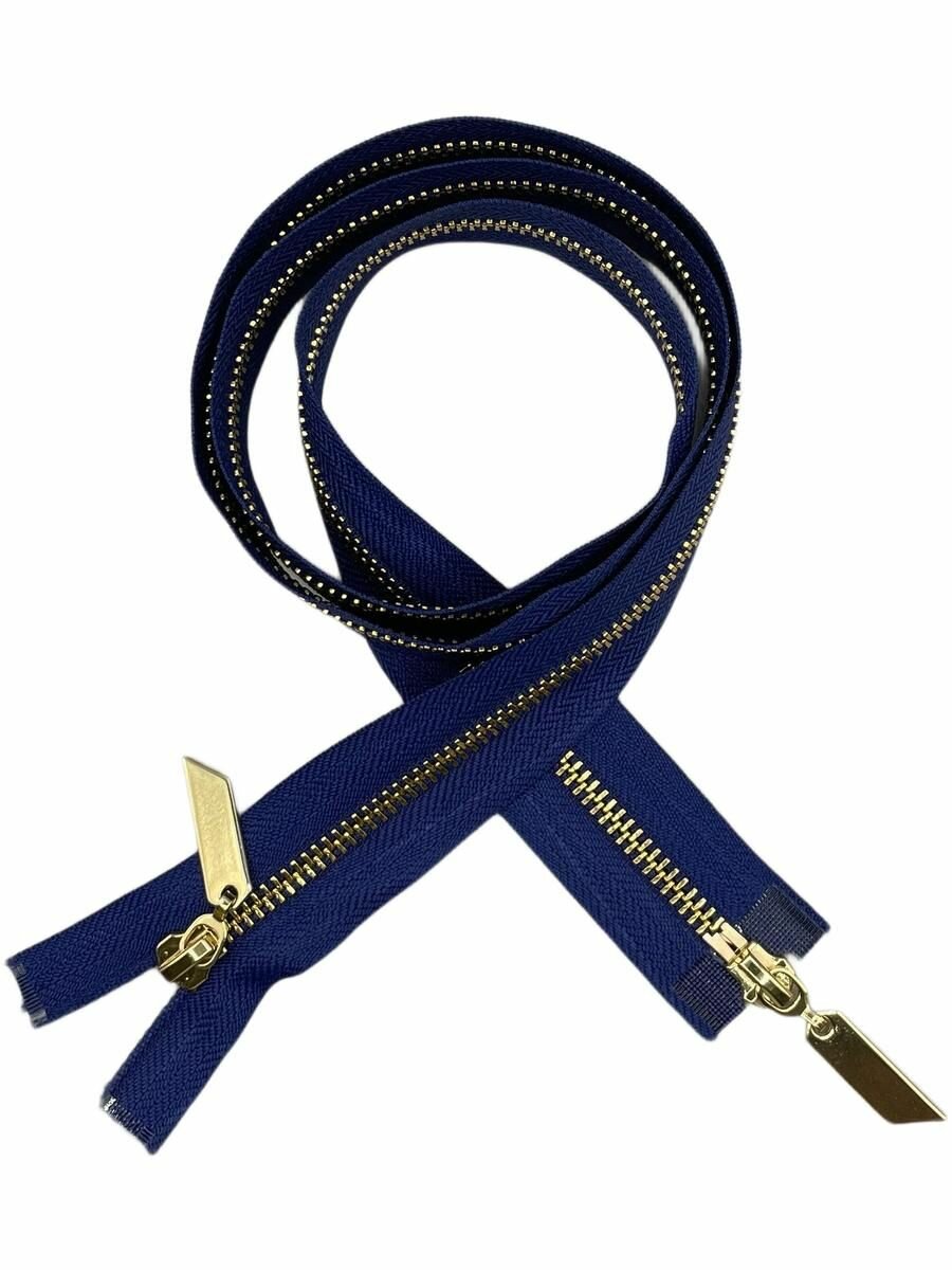 Молния металл,100см, тип 5, василек, зубья золото,2 замка. Италия.1шт.