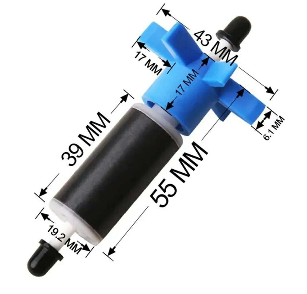 Для Jebo AP 825/835/828/838 - ротор (импеллер) с керамической осью для внешнего фильтра.