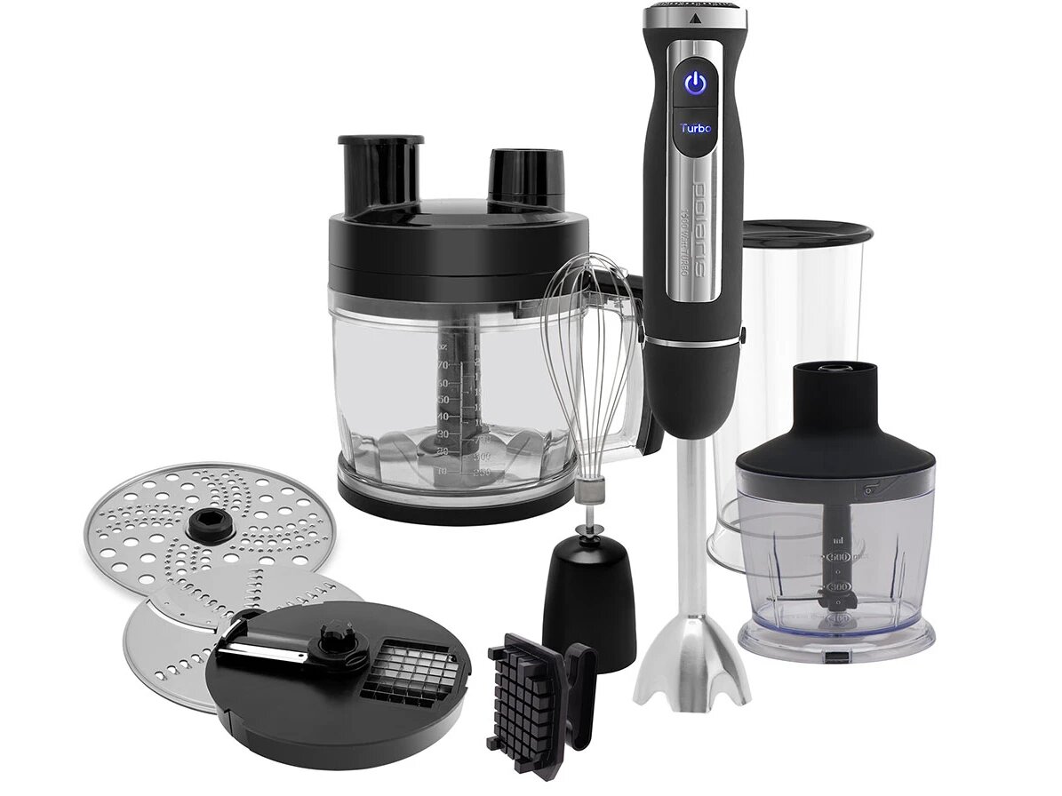 Блендер Polaris PHB 1589AL, погружной, черный/серебристый, 1500 Вт